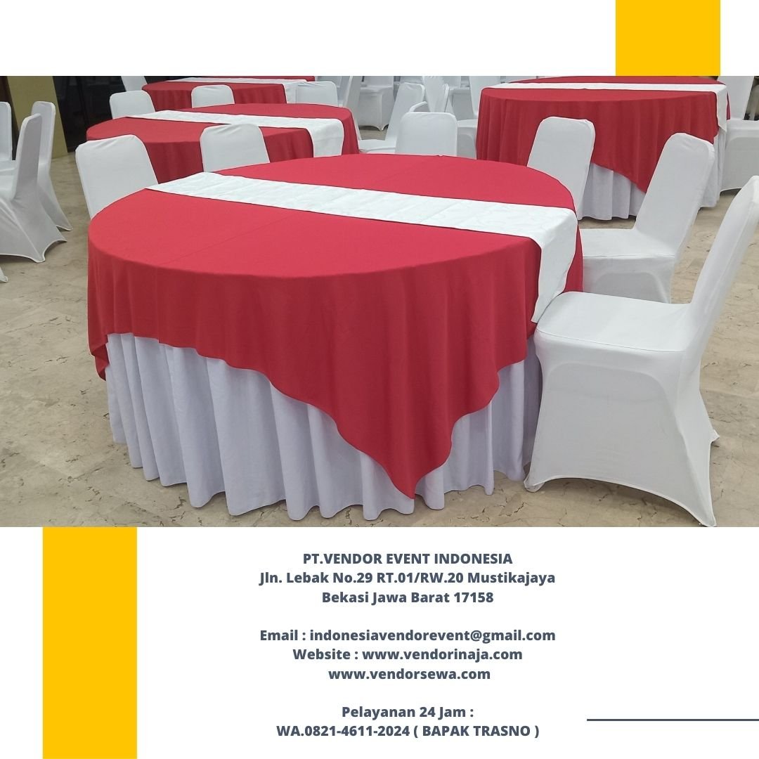 Sewa Meja Bulat Topping Dan Runner Merah Putih di Jakarta Untuk Event ...